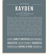 Kayden Personalized Name Meaning Art Prints – Name Stories