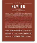 Kayden Personalized Name Meaning Art Prints – Name Stories