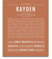 Kayden Personalized Name Meaning Art Prints – Name Stories
