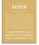 Kayden Personalized Name Meaning Art Prints – Name Stories