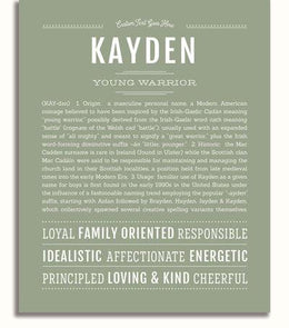 Kayden | Name Art Print – Name Stories