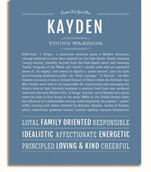 Kayden Personalized Name Meaning Art Prints – Name Stories