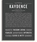 Kaydence Personalized Name Meaning Art Prints – Name Stories