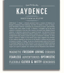 Kaydence Personalized Name Meaning Art Prints – Name Stories