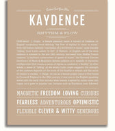 Kaydence | Name Art Print – Name Stories
