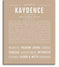 Kaydence Personalized Name Meaning Art Prints – Name Stories