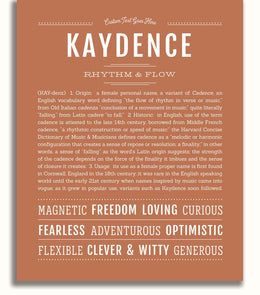 Kaydence | Name Art Print – Name Stories