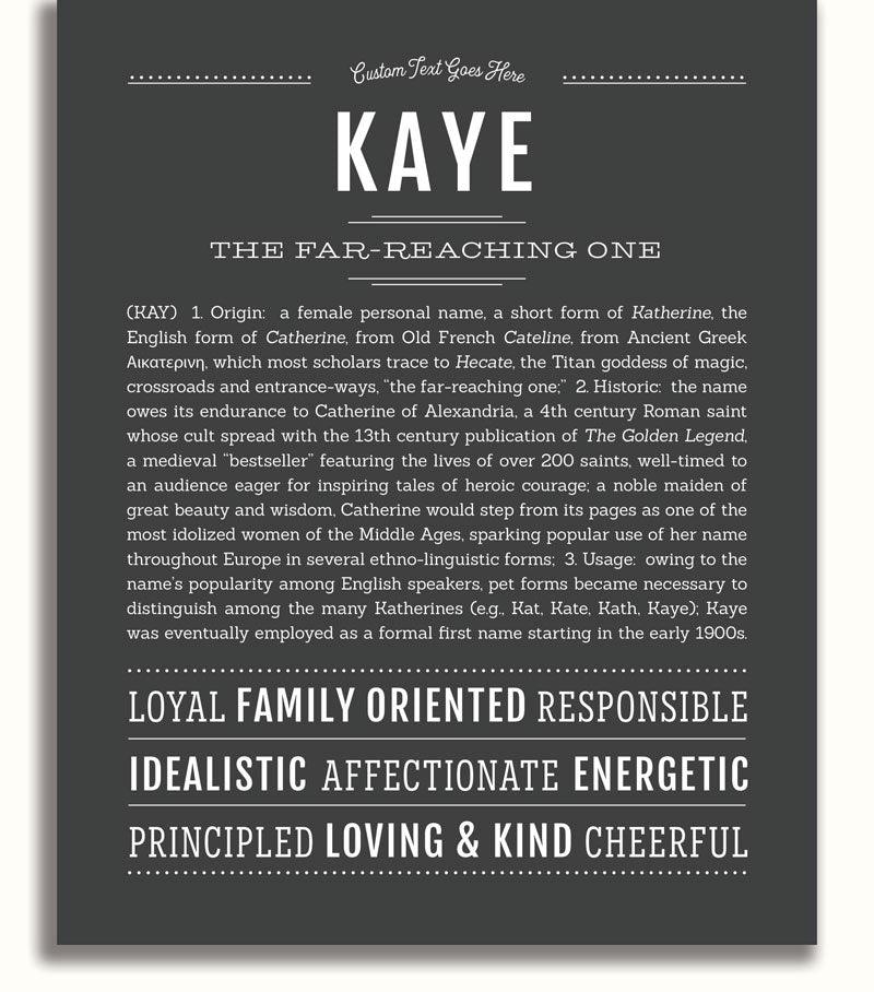 Kaye Personalized Name Meaning Art Prints – Name Stories