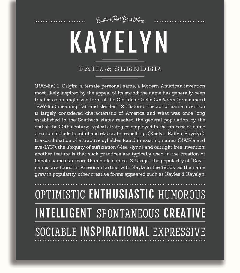 Kayelyn Personalized Name Meaning Art Prints – Name Stories