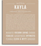 Kayla Personalized Name Meaning Art Prints – Name Stories