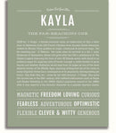 Kayla Personalized Name Meaning Art Prints – Name Stories
