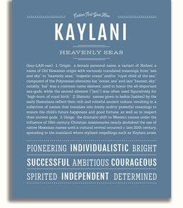 Kaylani Personalized Name Meaning Art Prints – Name Stories