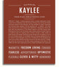 Kaylee Personalized Name Meaning Art Prints – Name Stories