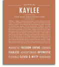 Kaylee Personalized Name Meaning Art Prints – Name Stories