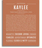Kaylee Personalized Name Meaning Art Prints – Name Stories
