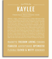 Kaylee Personalized Name Meaning Art Prints – Name Stories