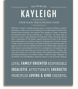 Kayleigh Personalized Name Meaning Art Prints – Name Stories