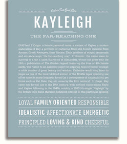 Kayleigh Personalized Name Meaning Art Prints – Name Stories