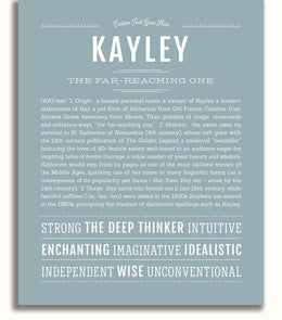 Kayley Personalized Name Meaning Art Prints – Name Stories