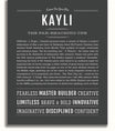 Kayli Personalized Name Meaning Art Prints – Name Stories