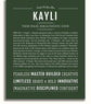 Kayli Personalized Name Meaning Art Prints – Name Stories