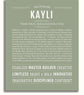 Kayli Personalized Name Meaning Art Prints – Name Stories