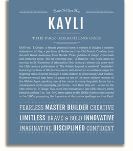 Kayli Personalized Name Meaning Art Prints – Name Stories