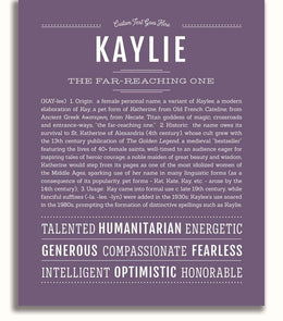 Kaylie Personalized Name Meaning Art Prints – Name Stories