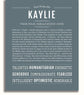 Kaylie Personalized Name Meaning Art Prints – Name Stories