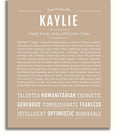 Kaylie Personalized Name Meaning Art Prints – Name Stories