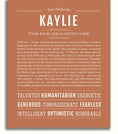 Kaylie Personalized Name Meaning Art Prints – Name Stories