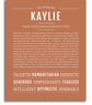 Kaylie Personalized Name Meaning Art Prints – Name Stories
