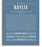 Kaylie Personalized Name Meaning Art Prints – Name Stories