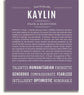 Kaylin Personalized Name Meaning Art Prints – Name Stories