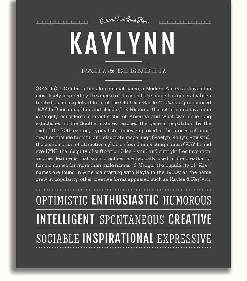 Kaylynn Personalized Name Meaning Art Prints – Name Stories