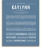 Kaylynn Personalized Name Meaning Art Prints – Name Stories