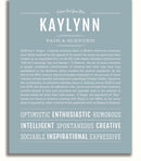 Kaylynn Personalized Name Meaning Art Prints – Name Stories