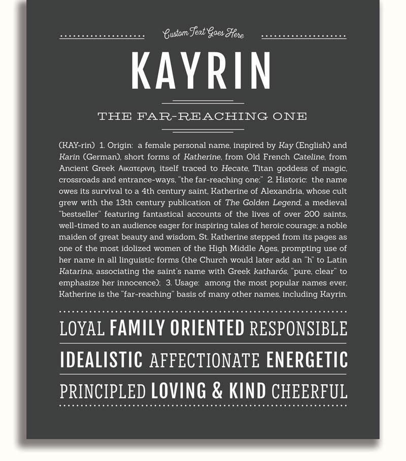 Kayrin Personalized Name Meaning Art Prints – Name Stories
