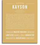 Kayson Personalized Name Meaning Art Prints – Name Stories