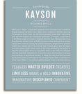 Kayson Personalized Name Meaning Art Prints – Name Stories