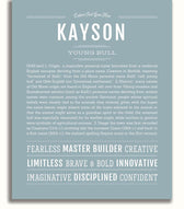 Kayson Personalized Name Meaning Art Prints – Name Stories
