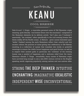 Keanu | Name Art Print – Name Stories