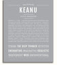 Keanu Personalized Name Meaning Art Prints – Name Stories