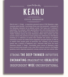 Keanu Personalized Name Meaning Art Prints – Name Stories