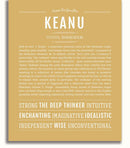 Keanu Personalized Name Meaning Art Prints – Name Stories