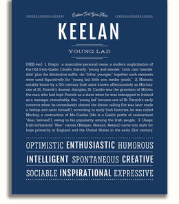 Keelan (male) | Name Art Print – Name Stories