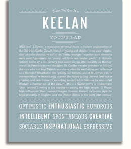 Keelan (male) | Name Art Print – Name Stories