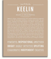 Keelin Personalized Name Meaning Art Prints – Name Stories
