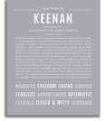 Keenan Personalized Name Meaning Art Prints – Name Stories