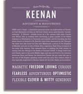 Keenan Personalized Name Meaning Art Prints – Name Stories